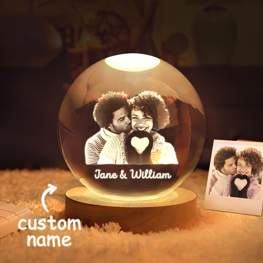 Personalized 2D Photo Crystal Ball Night Light - MadeMine Custom Drop ...