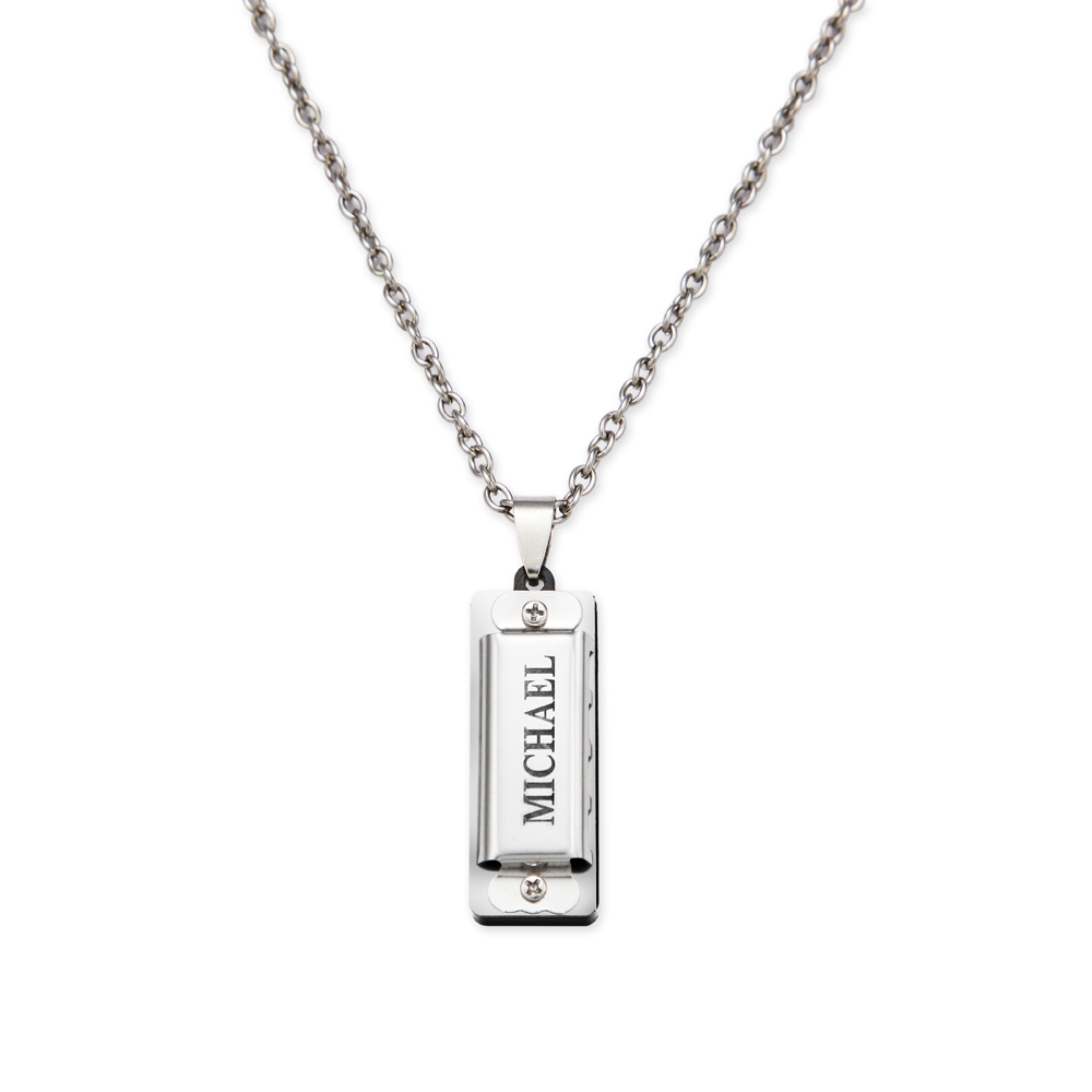 Custom Engraved Small Harmonica Pendant Necklace - MadeMine Custom Drop ...