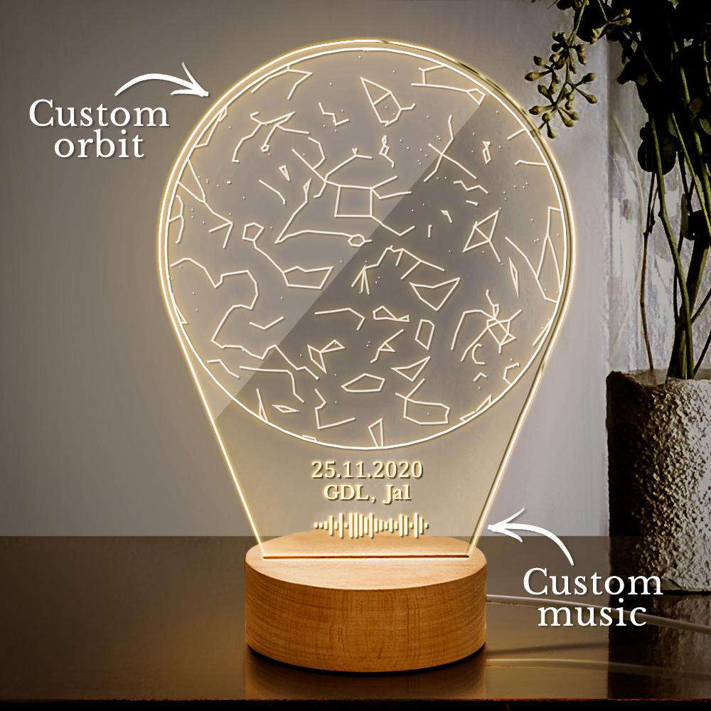 Custom Scannable Code Acrylic Night Lamp Constellation Map Night Light ...