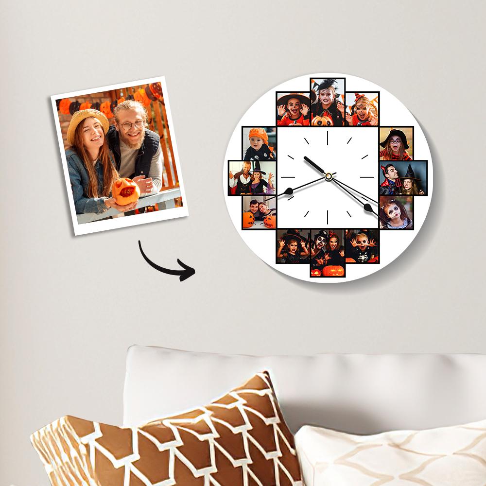 Custom Collage Photo Wall Clock 12 Pictures - MadeMine Custom Drop Shipping