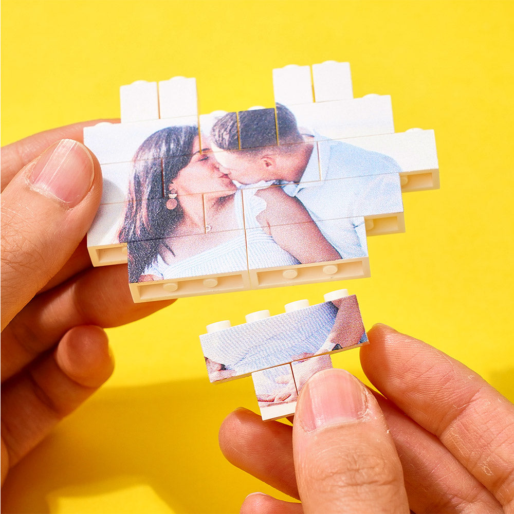 Custom Building Brick Heart Shaped Personalized Photo Block Puzzle ...