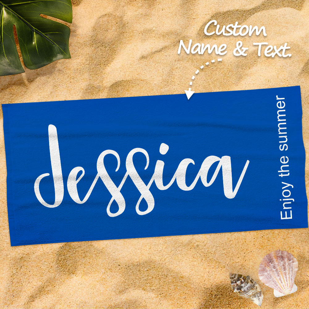 Personalized Beach Towel Custom Name Text Pool Bath Towel - MadeMine ...