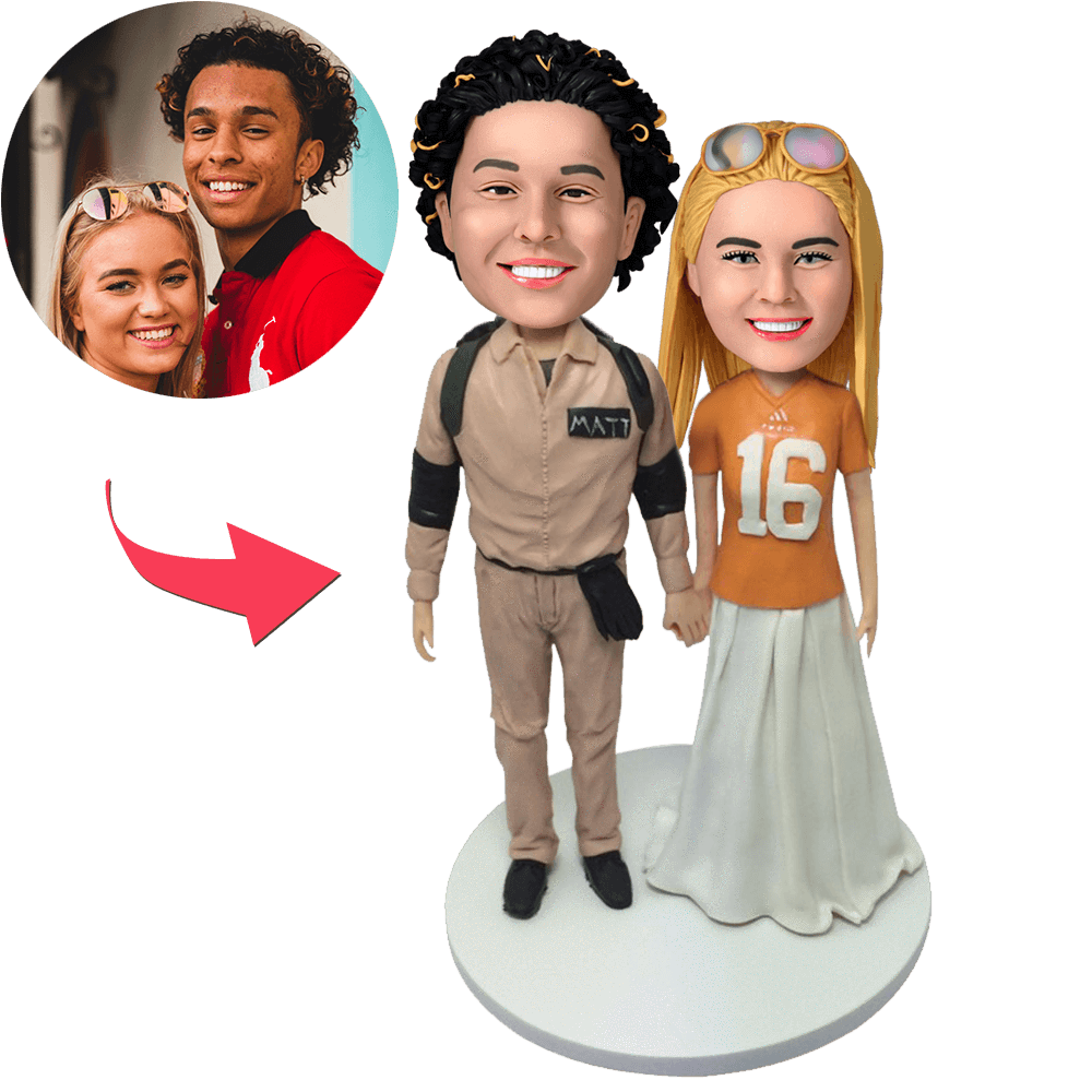 Casual Couple Custom Bobblehead With Engraved Text - MadeMine Custom ...