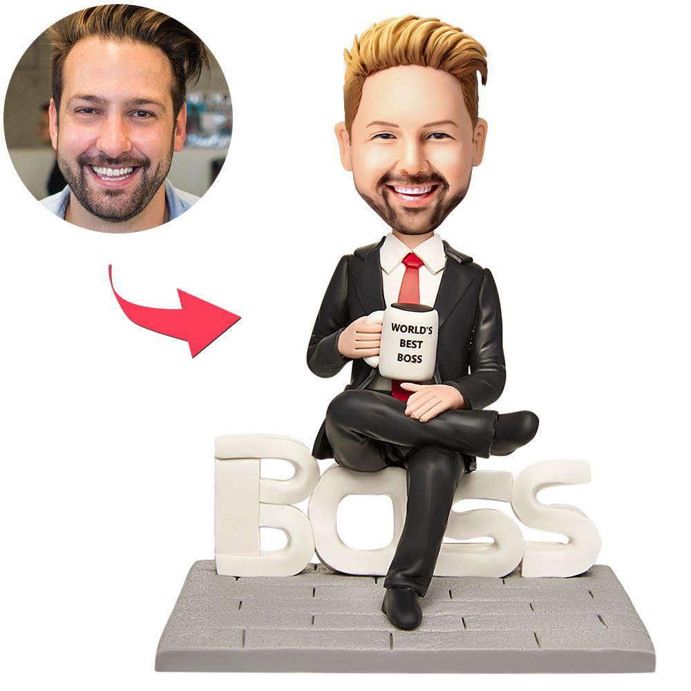 Domineering Male Boss WORLD BEST BOSS Custom Bobblehead with Engraved Text - MadeMine Custom ...