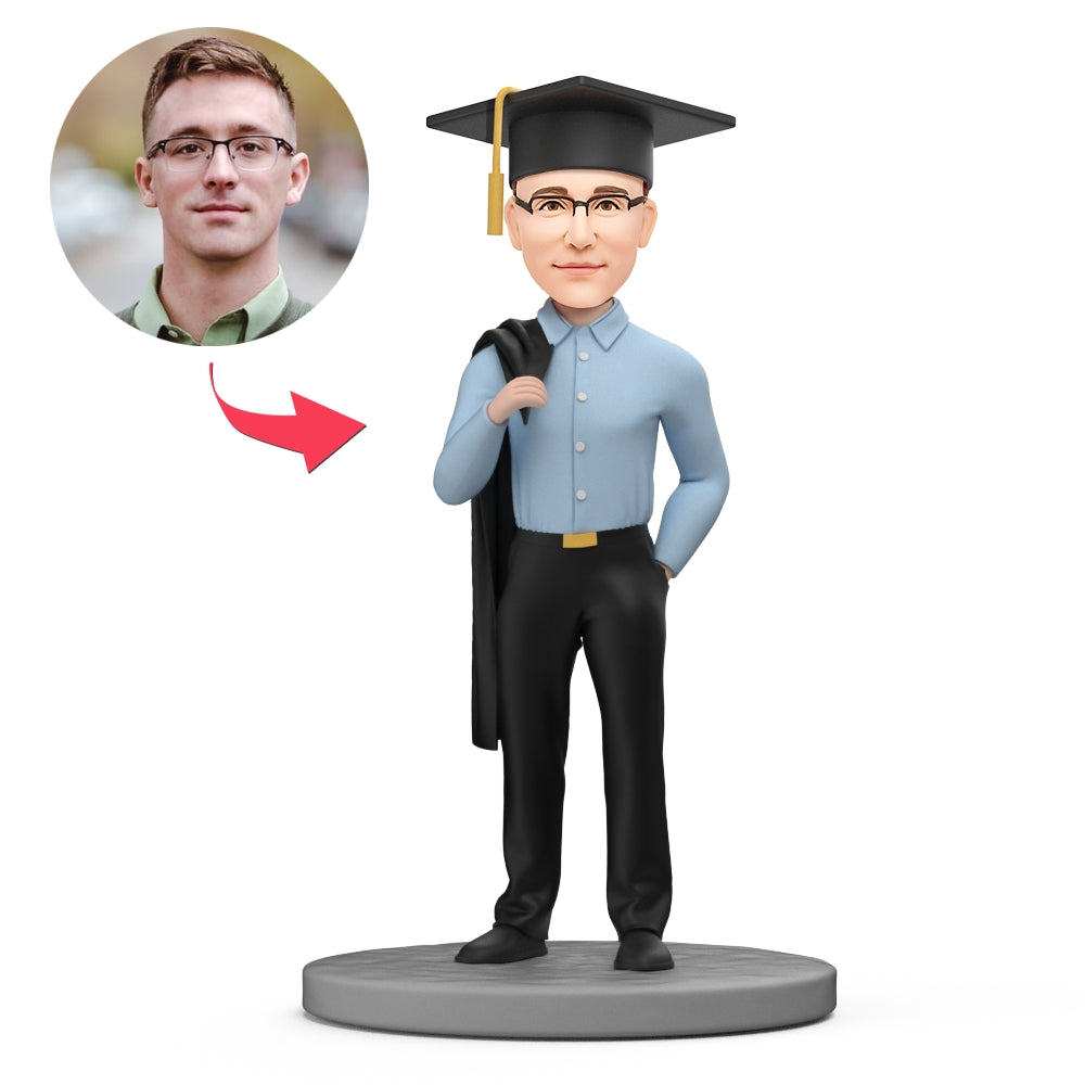 Custom Graduation Bobbleheads - Male Cool Graduate With Bachelor Gown ...