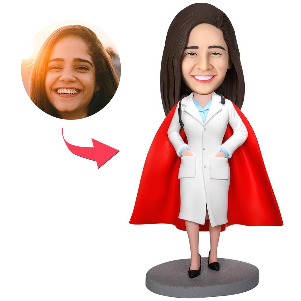 Super Female Doctor With White Coat Custom Bobblehead With Engraved ...