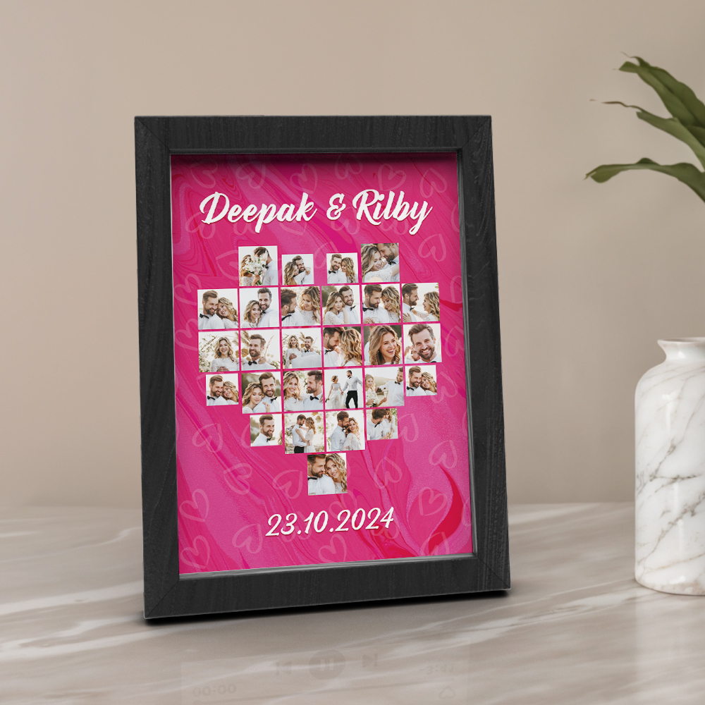 Heart Collage Photo Frame Custom Photo Frame Gift for Couple Wedding ...