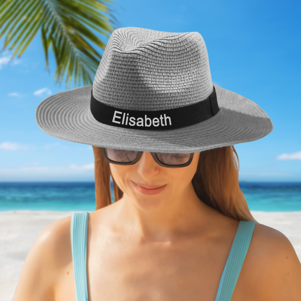 Personalized Straw Fedora Hat Custom Beach Hat Gift for Bridesmaid ...