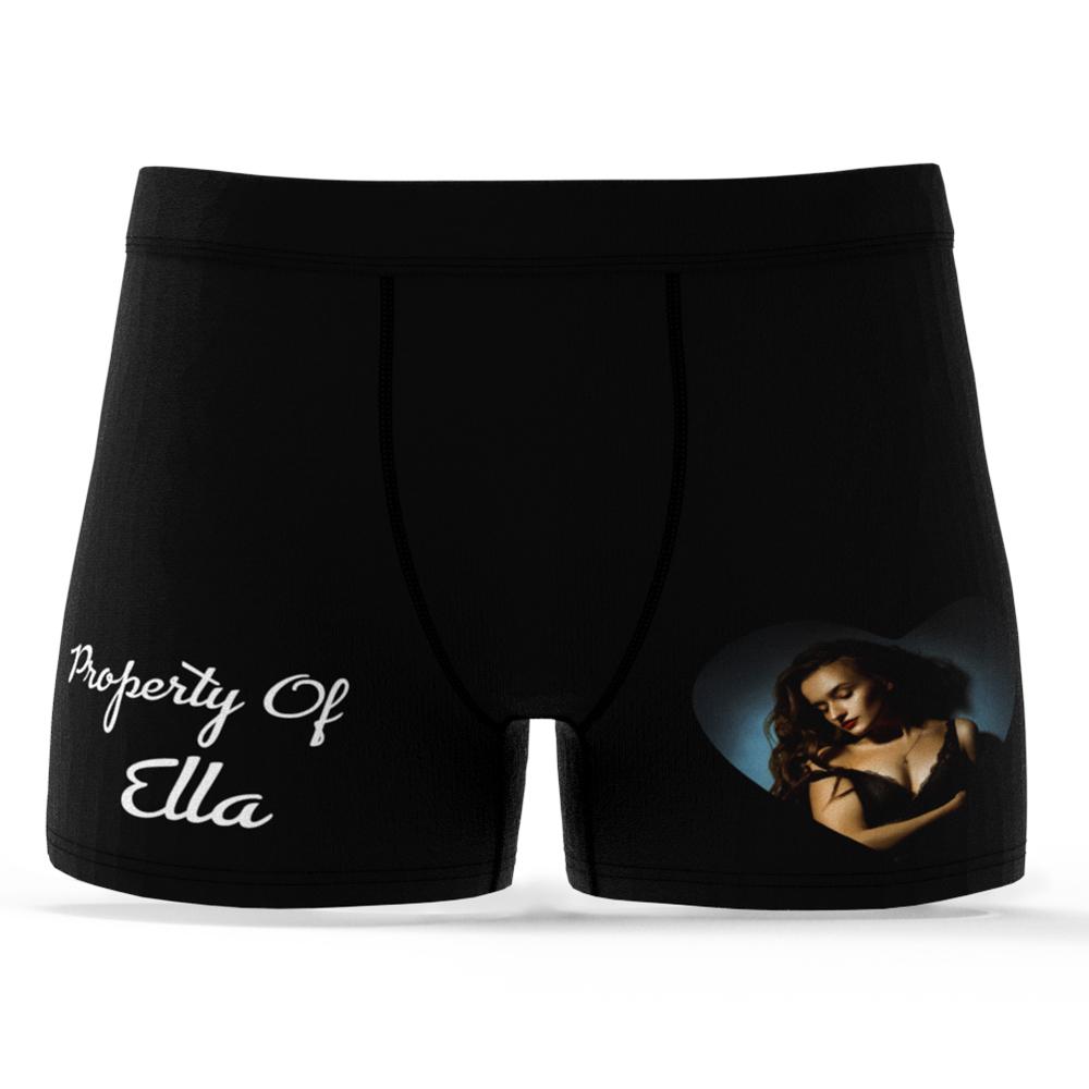 Custom Face Photo Engraving Underwear Set Love Heart Boxer Shorts ...