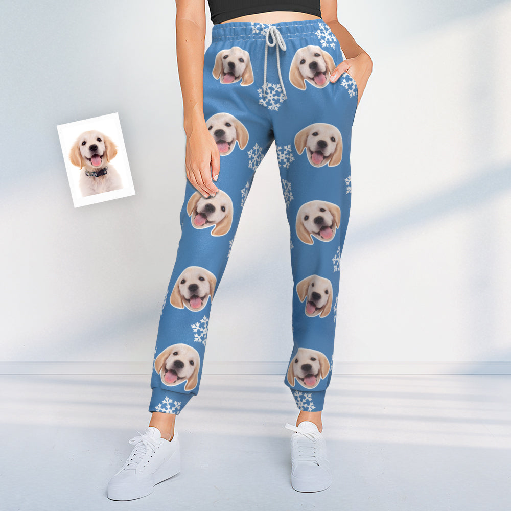 Custom Dog Face Christmas Sweatpants Unisex Joggers - MadeMine Custom ...