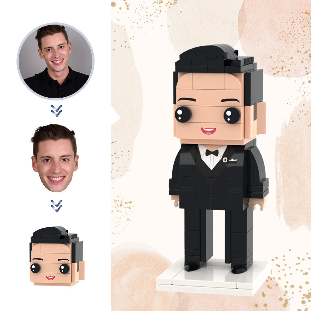 Wedding Gifts Black Suit Brick Figures Custom Head Brick Figures Small ...