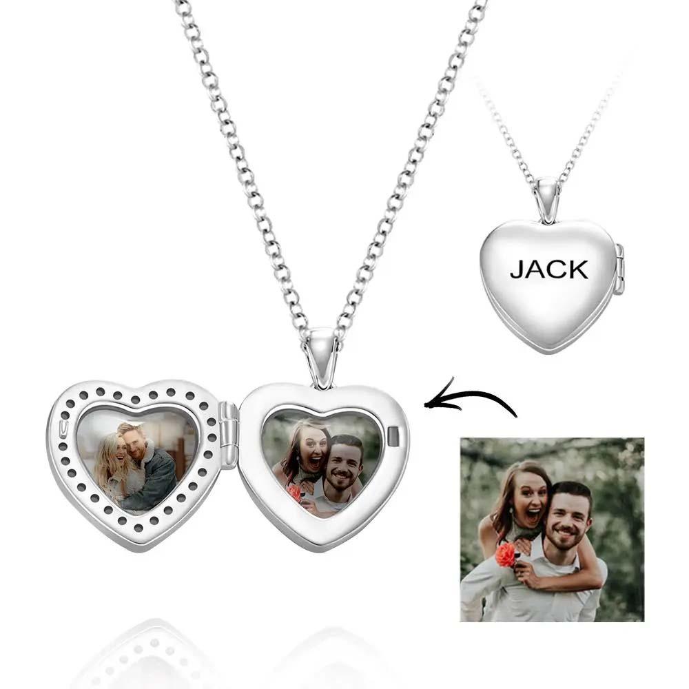 Custom Heart Shaped Photo Locket Necklace with Engraving - MadeMine ...