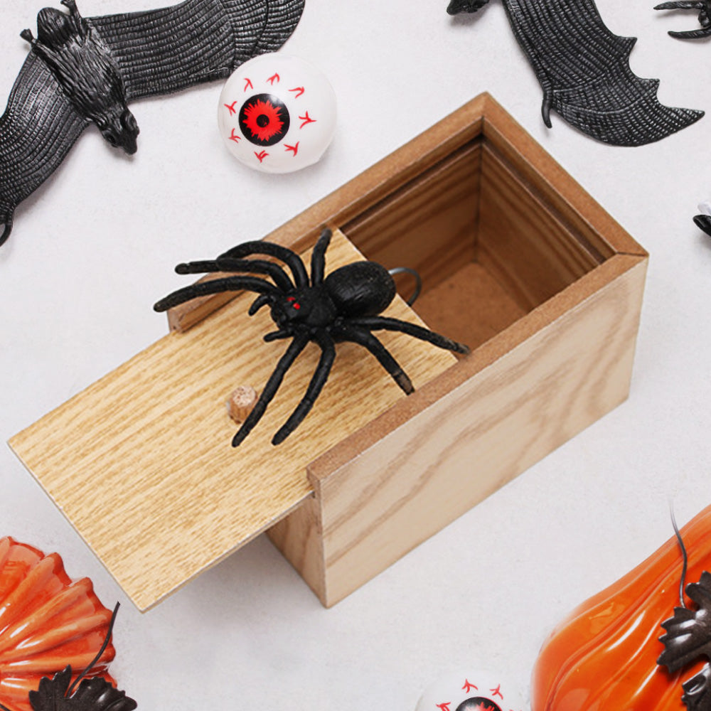Spider Prank Scare Box Wooden Surprise Candy Box Joke Toys Gag Gift for ...