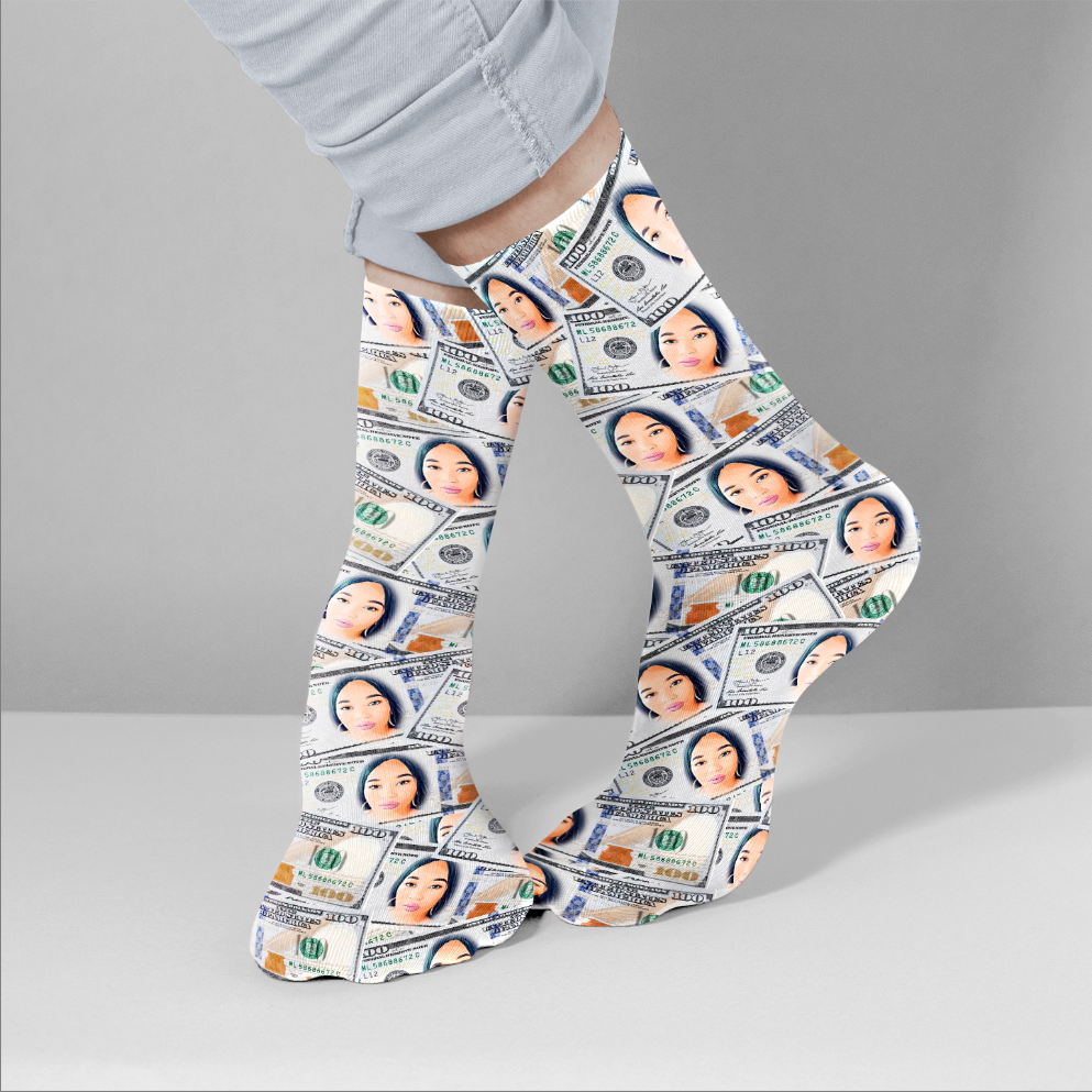 Custom Face Dollar Socks for Men and Women - MadeMine Custom Drop Shipping