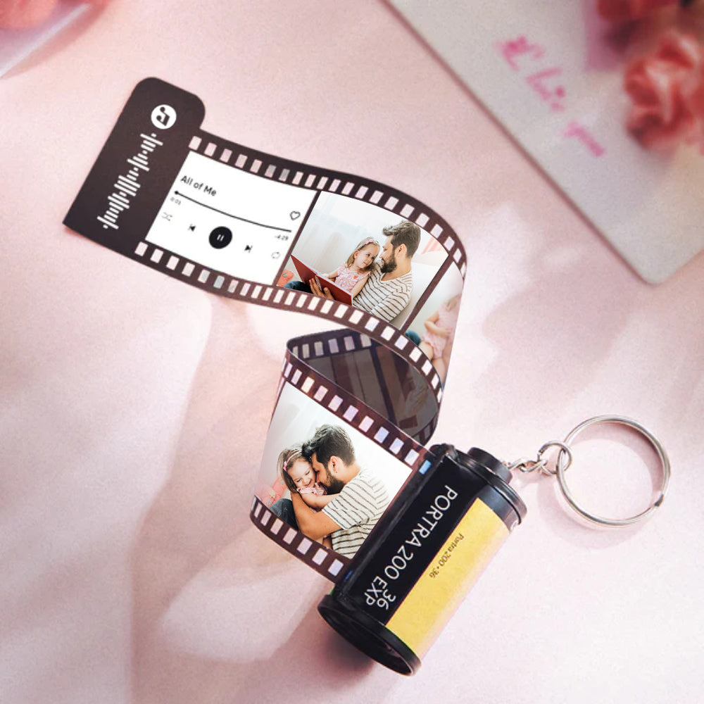 Gift For Father With Text Camera Roll Keychain Custom Photo Film Roll ...
