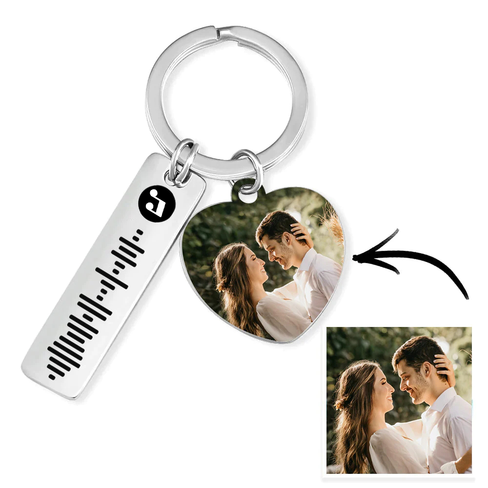 Personalized Photo Scannable Music Code Keychain Custom Music Song ...