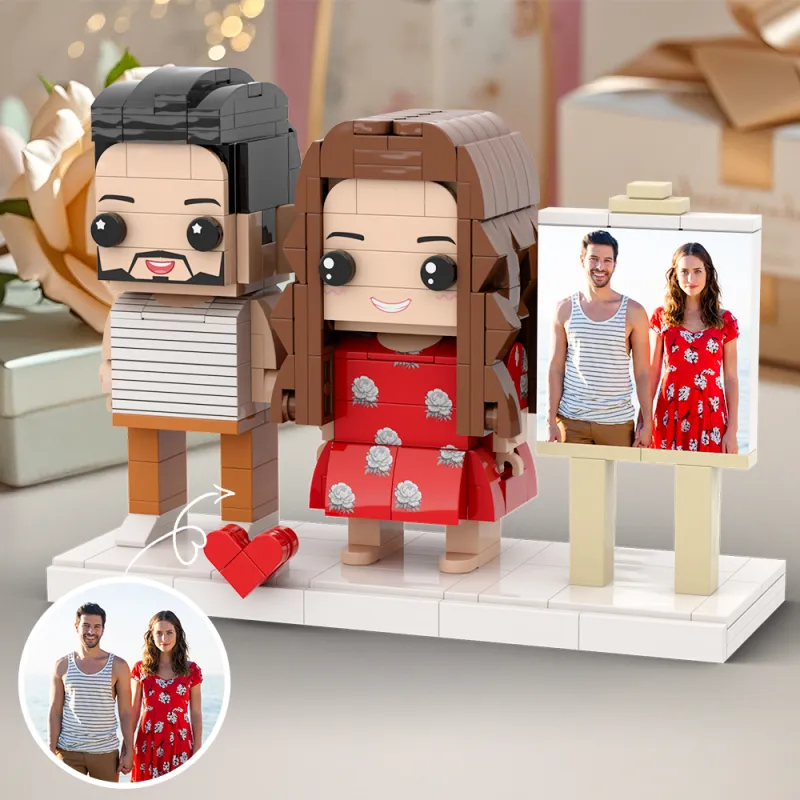 Customizable 2 People Photo Frame Custom Brick Figures Small Particle ...