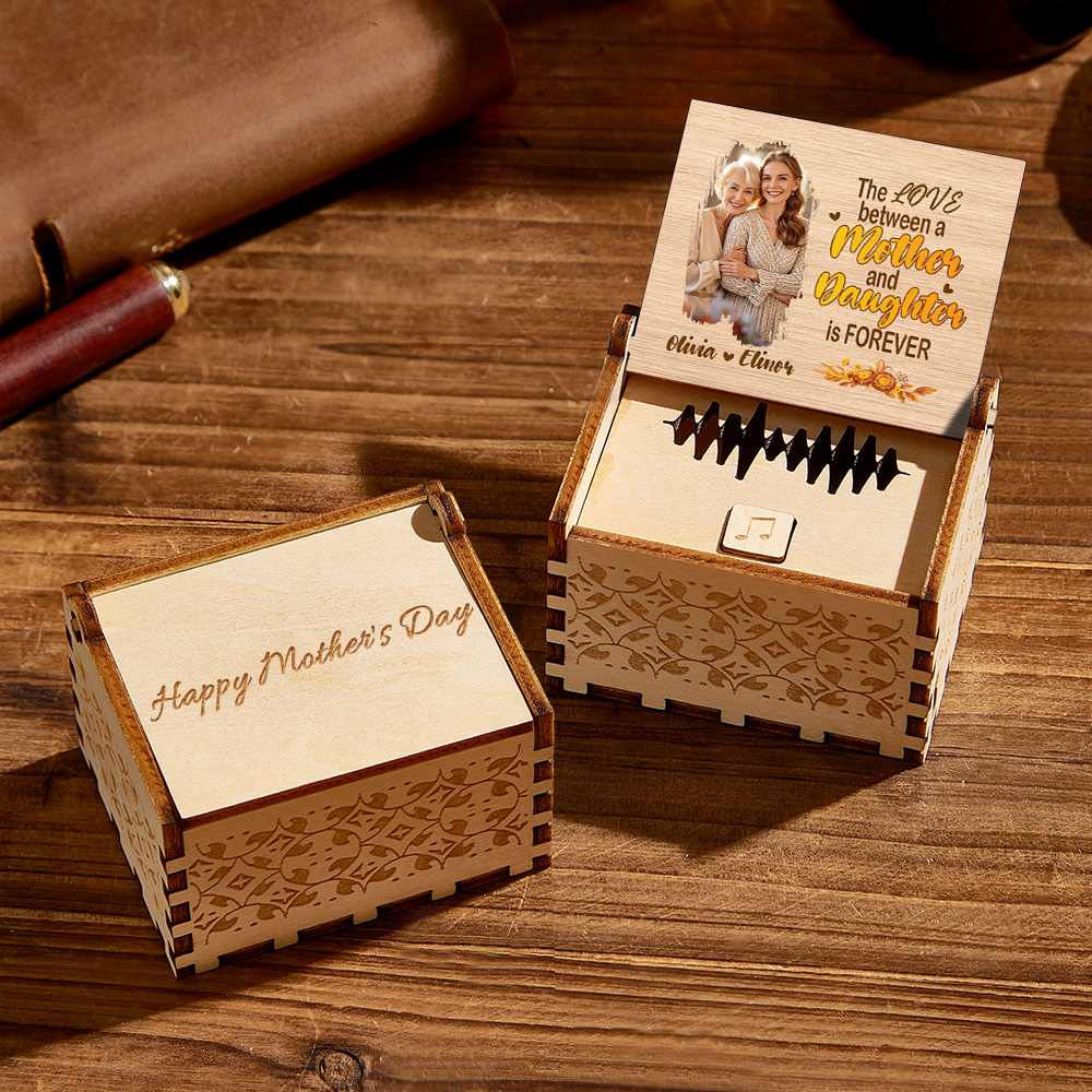 Personalized Wooden Photo Music Box Custom Mother and Daughter Music ...