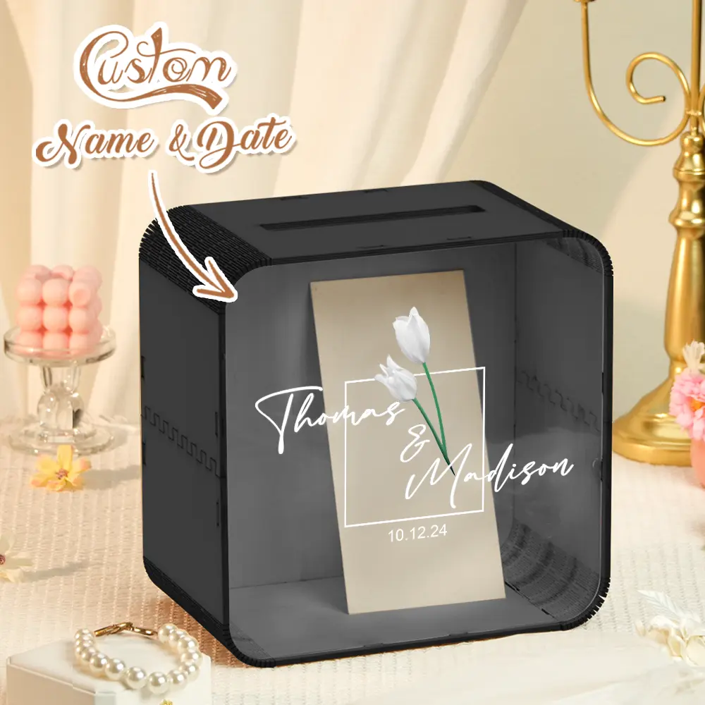 Personalized Wedding Card Box Square Wedding Memory Box Wedding Gift ...