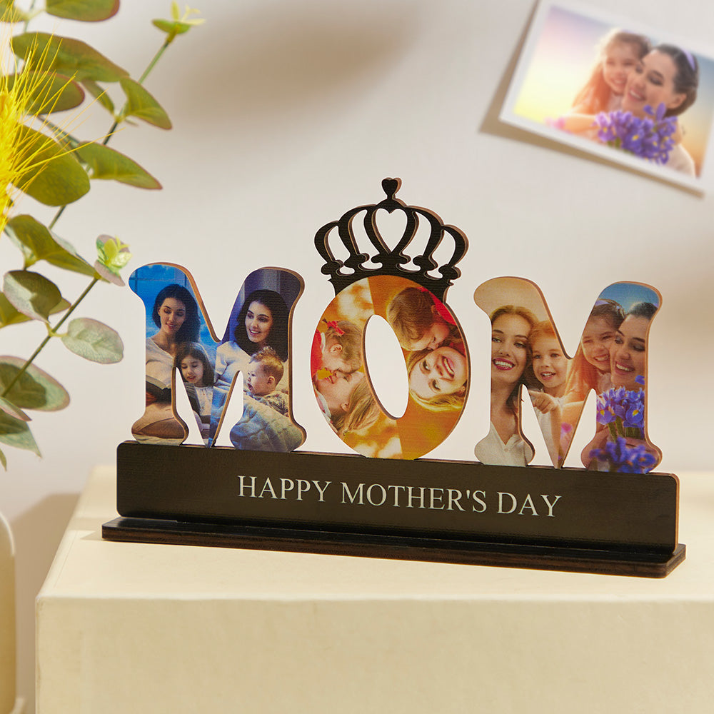 Custom Photo Engraved Ornament Creative Crown Happy Mother's Day Gifts ...