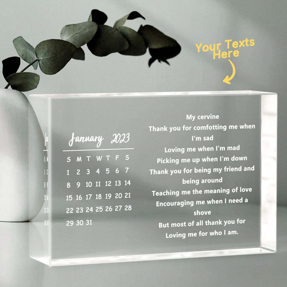 Custom Date 2D Crystal Memorial Glass Block Gifts for Birthday ...