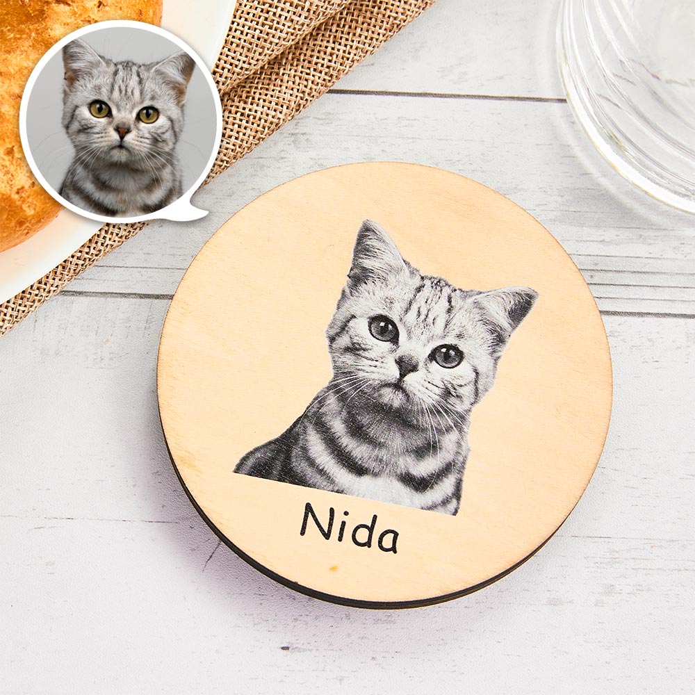 Custom Photo Wooden Coaster Personalized Picture Engraved Coaster ...