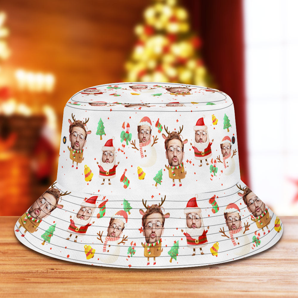 Custom Face Unisex Bucket Hat Summer Cap for Christmas Party - MadeMine ...