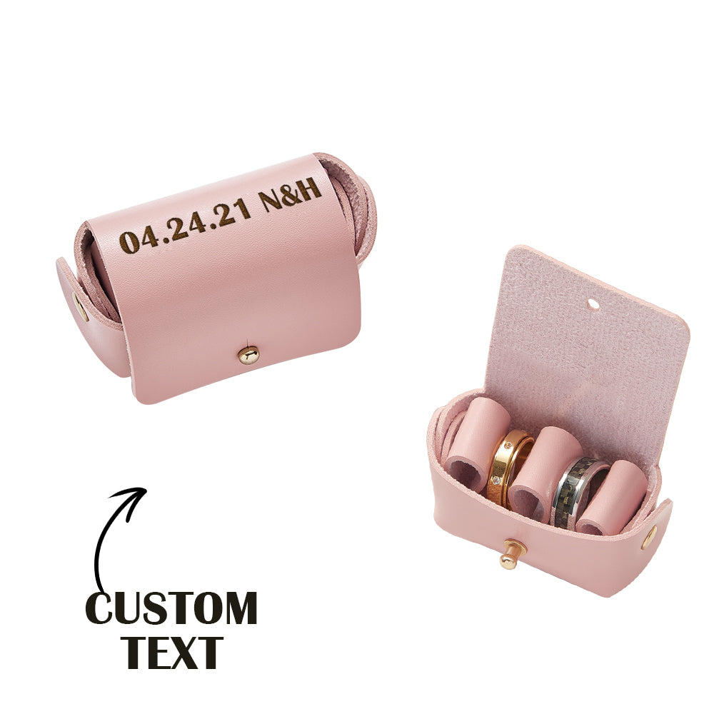 Personalized Leather Wedding Ring Pouch Custom Engraved Double Rings ...