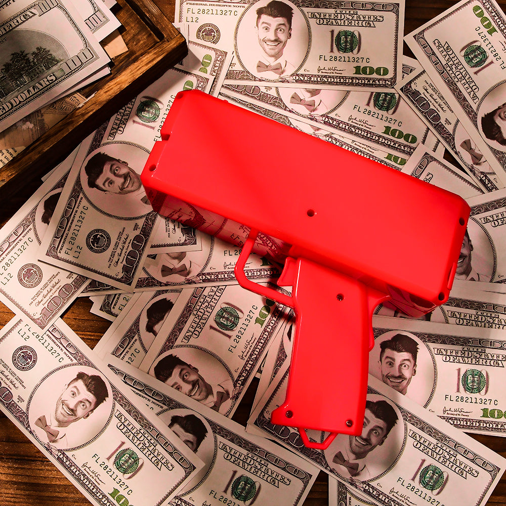 Money Handhold Gun Paper Cash Cannon Style Shooter Toy Gun with 100 PCS ...