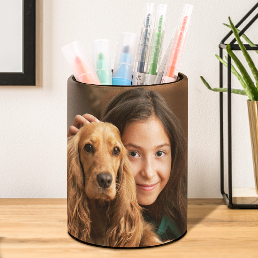 Custom PU Leather Pen Holder Office Pen Organizer Custom Design Pen ...