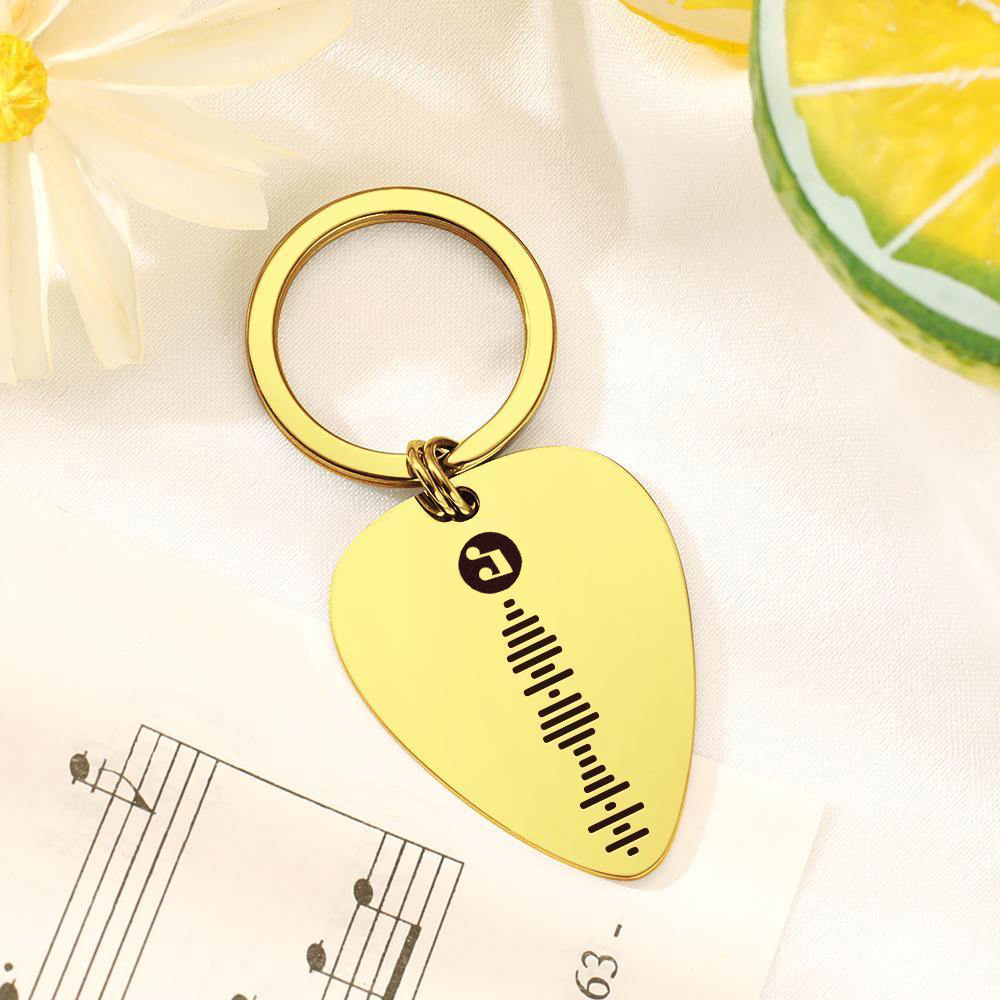 Scannable Code Guitar Pick Keychain, Engraved Custom Music Song ...