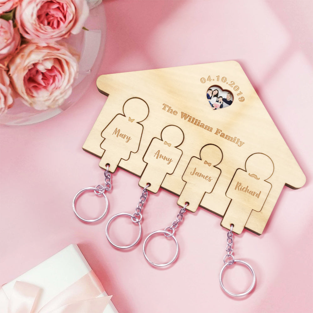 Custom Wooden Photo Key Holder Personalized Name Keychain Home ...