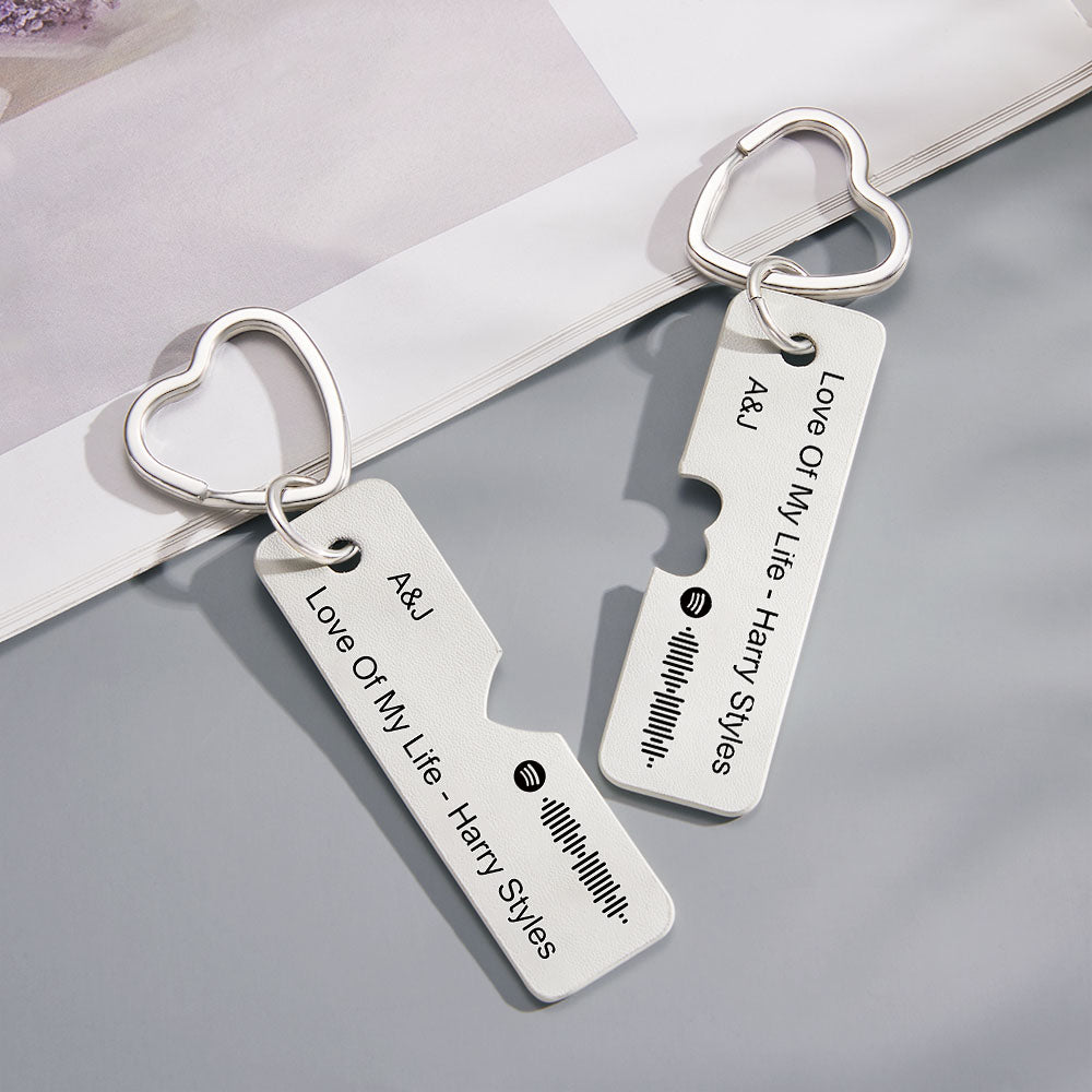 Custom Spotify Code Keychain Personalized Engraved Pair of Leather ...