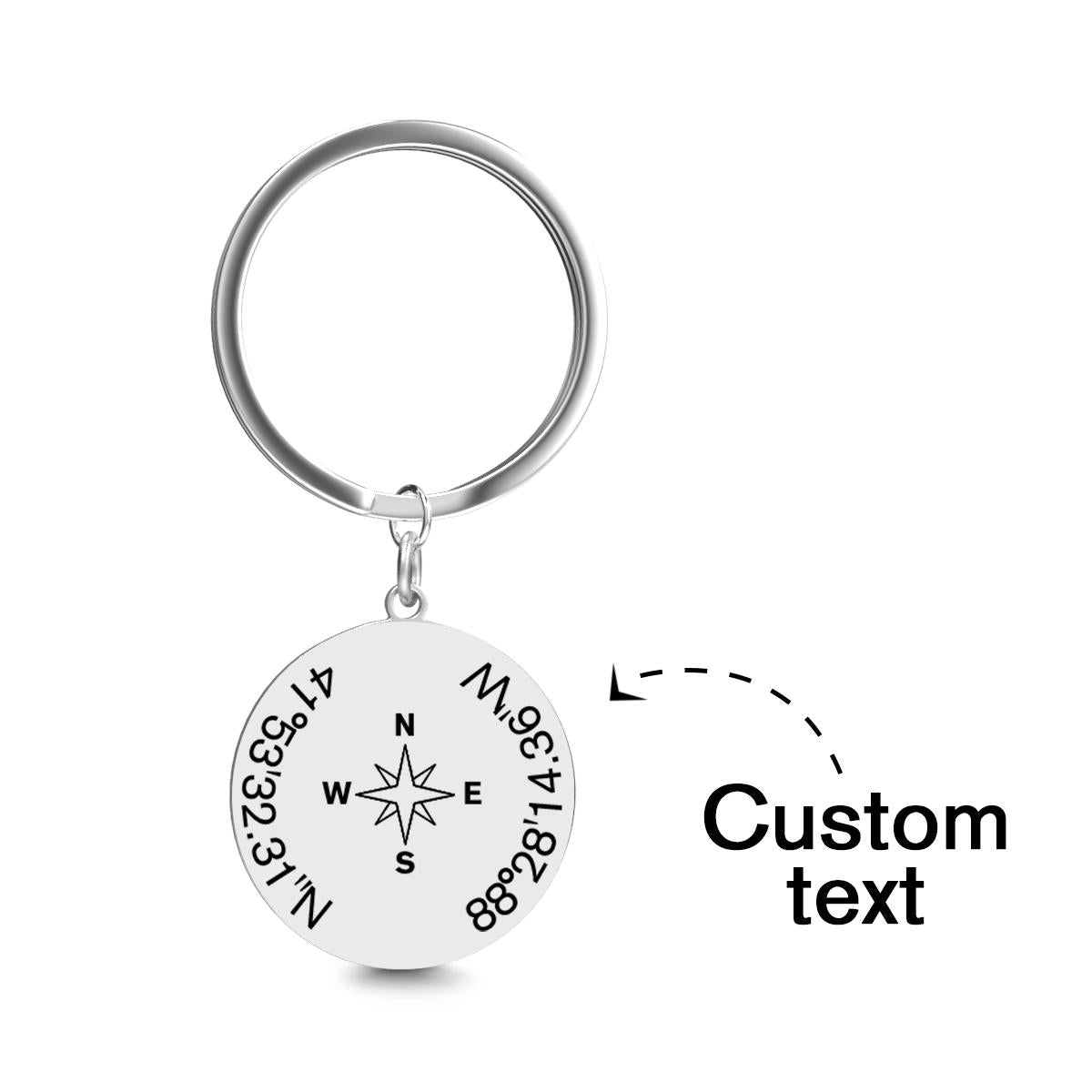 Custom Coordinates Keychain with Compass - Custom Latitude Longitude ...