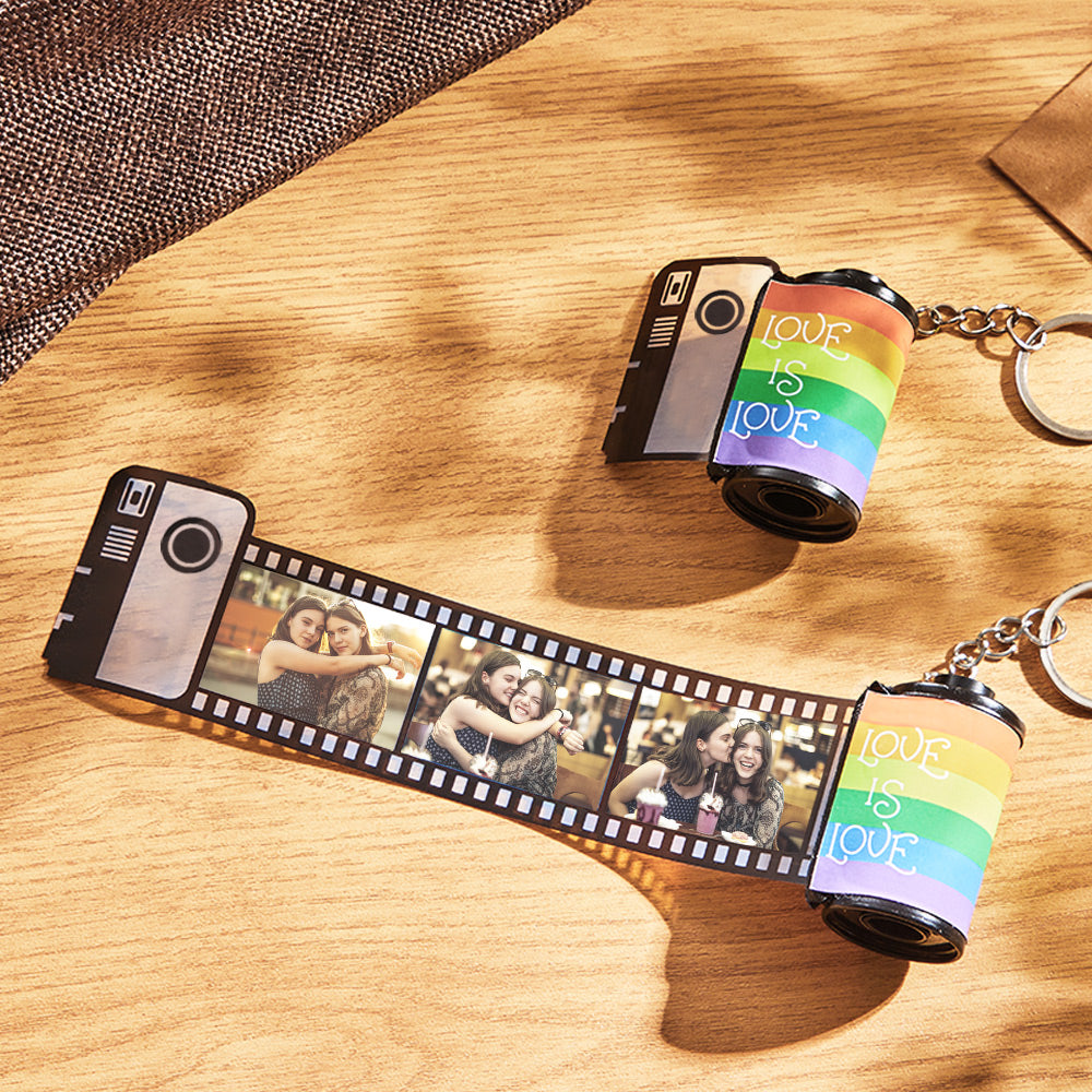 Custom Rainbow Film Roll Keychain Personalized Multiphoto Roll Keychain ...