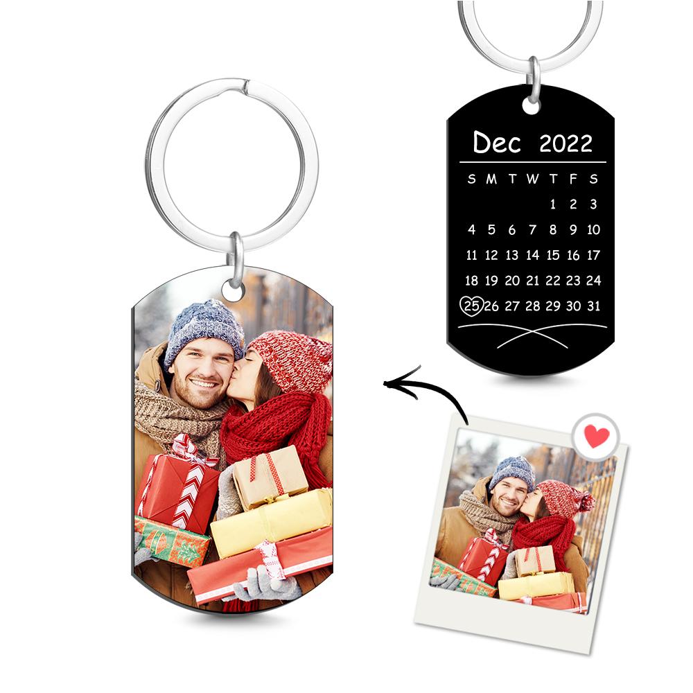 Custom Keychain Color Photo Calendar Keychain Tag Keychain Gift For Couples - MadeMine Custom ...