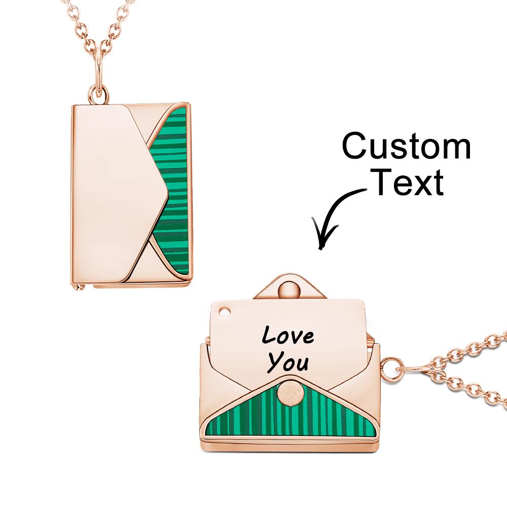 Engraved Envelope Letter Necklace Green Shell Striped Name Necklace ...