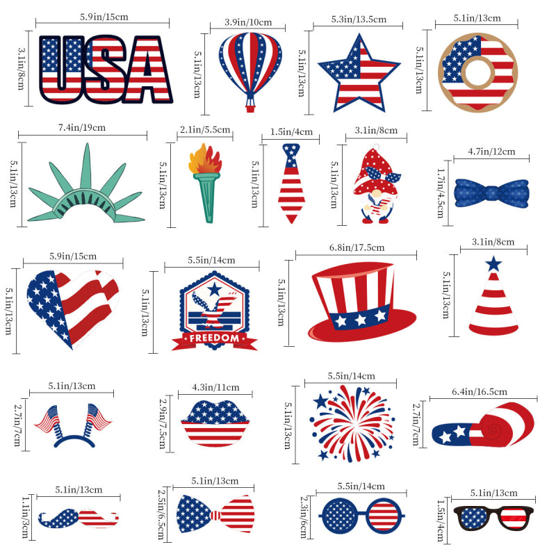 20 Pcs 4th of July USA Patriotic Independence Day Party Photo Booth ...