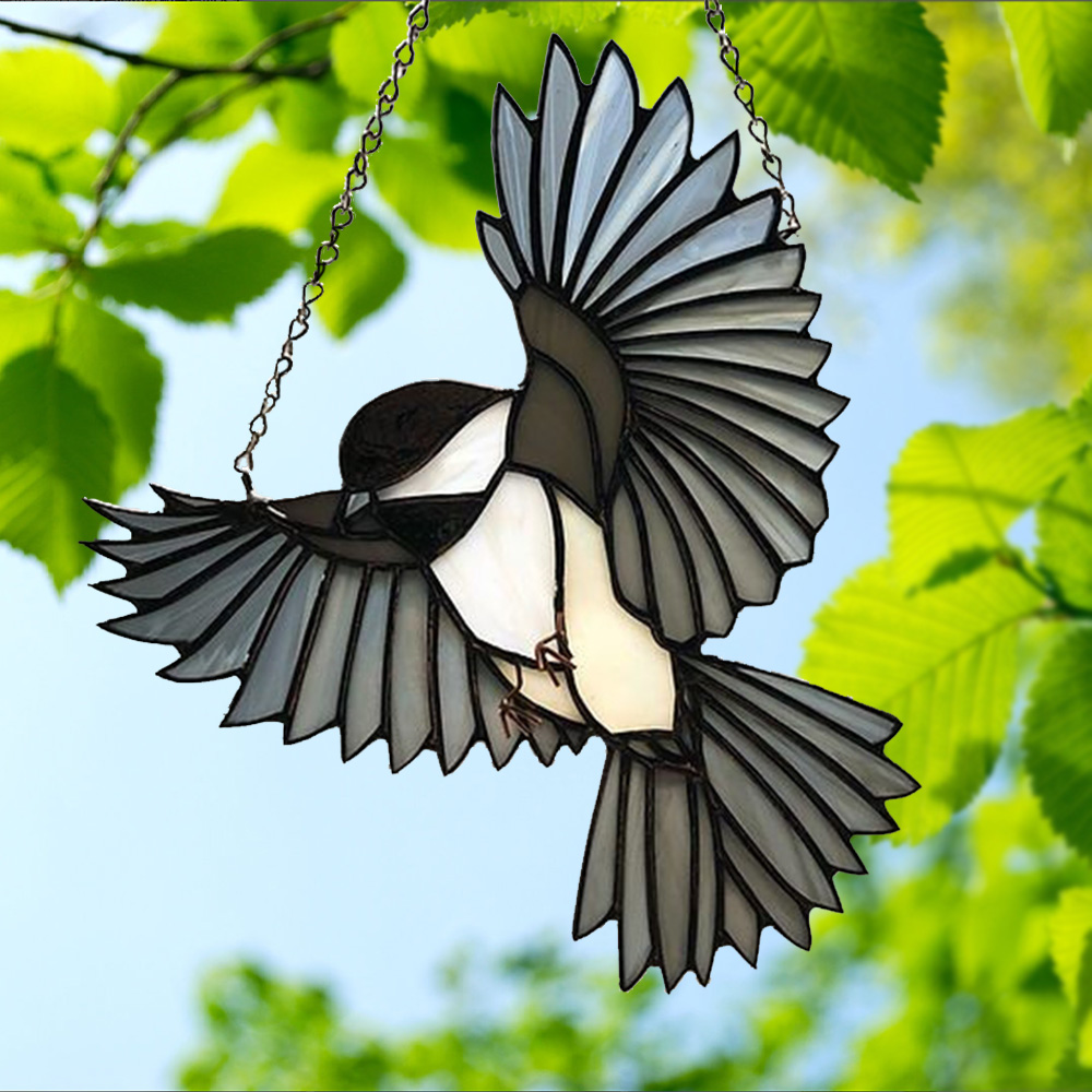 Glass Black Bird Suncatcher - Unique Window & Wall Hanging Gift for ...