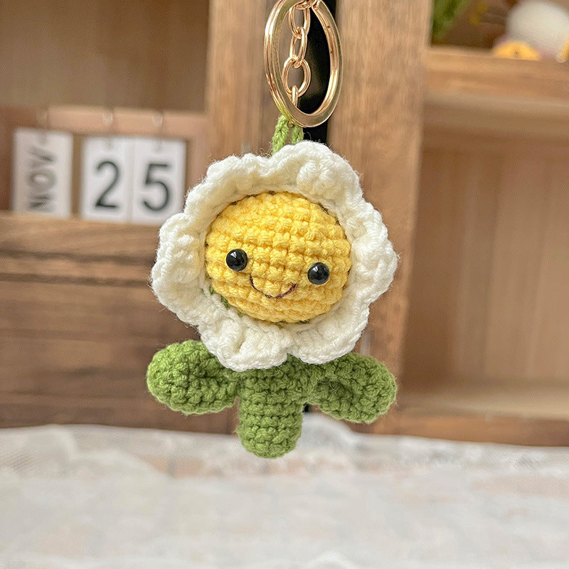 Crochet Flower Keychain Creative Cactus Knitted Keychain Gift for Her ...