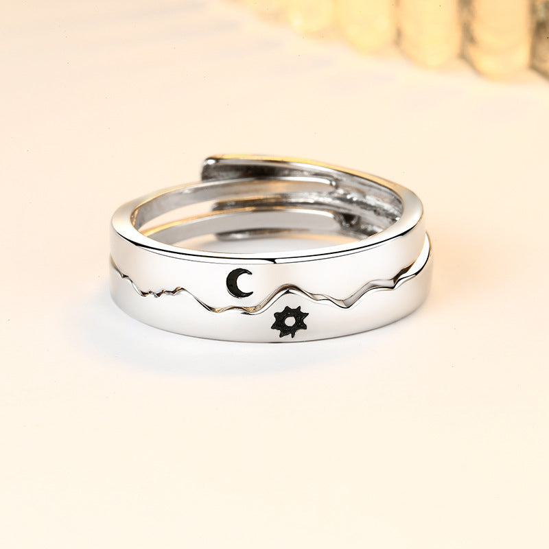 Sun and Moon Couple Rings Matching Promise Ring Adjustable Ring Gift ...