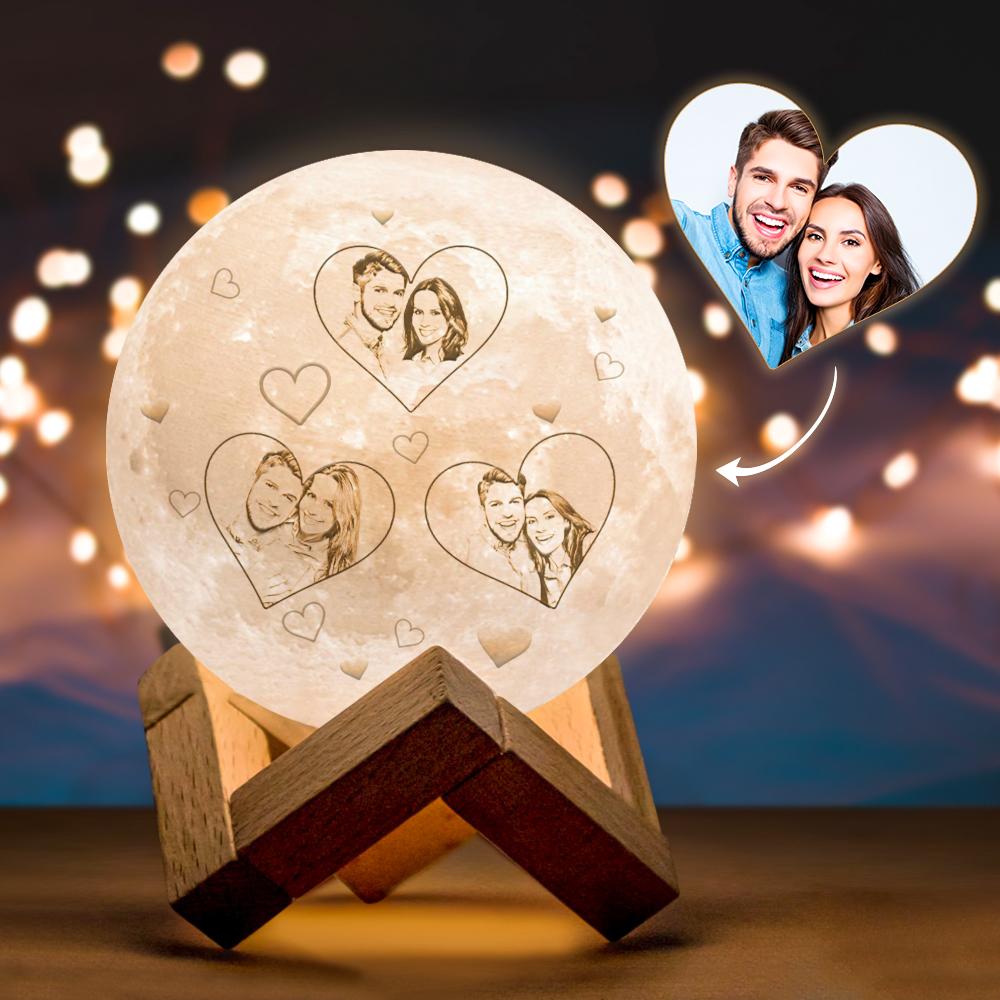 Photo Moon Lamp Custom 3d Light Heart Engraved Moon Lamp - Touch Two ...