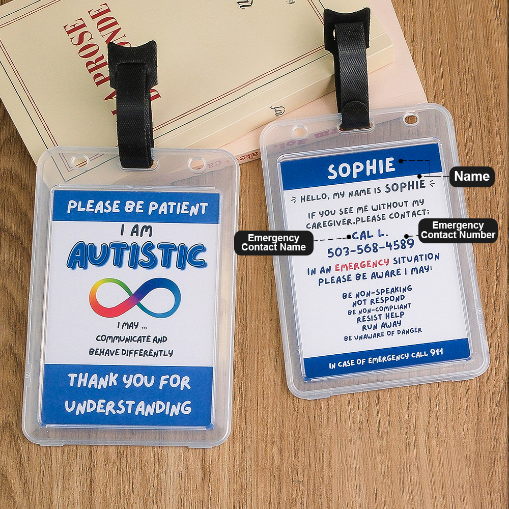 Personalized Autism Emergency Contact Medical Alert ID Card Gift for ...
