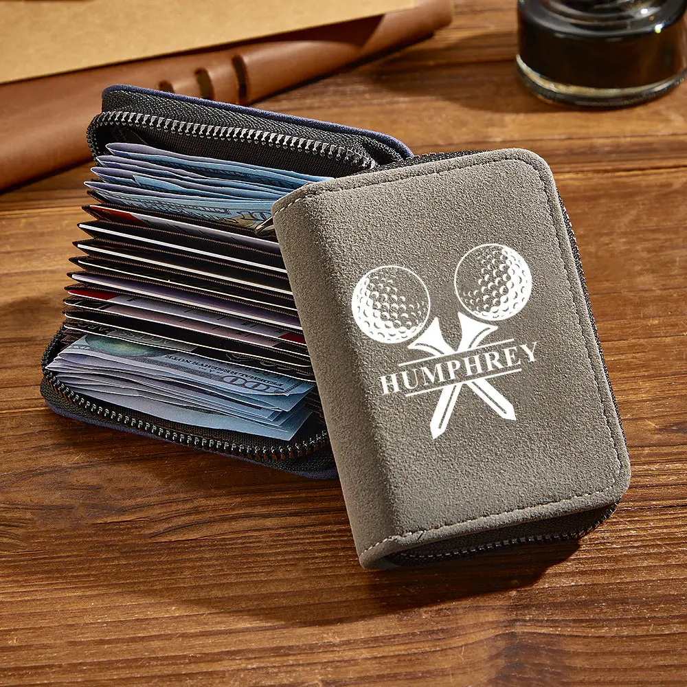 Personalized Leather Golf Wallet with 18 Card Slots Card Holder Wallet ...
